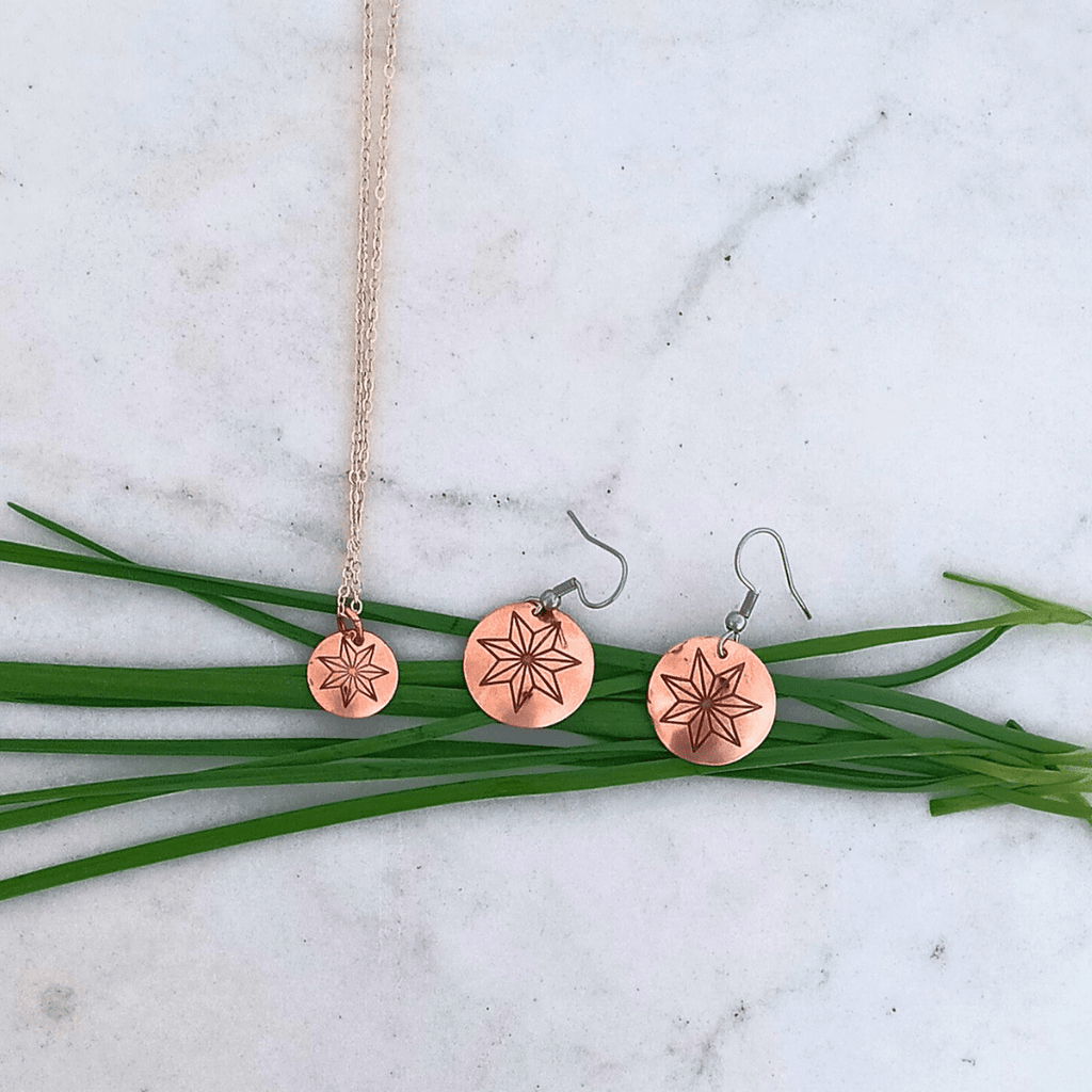 Cherokee Star Earrings and Small Star Necklace Set – Cherokee Copper