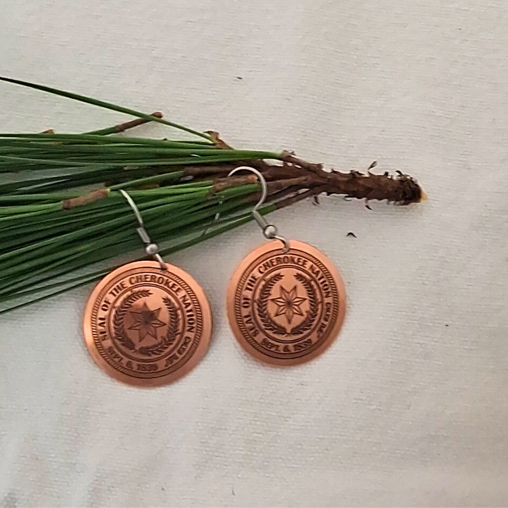 Cherokee Nation Seal Earriings – 1" – Cherokee Copper