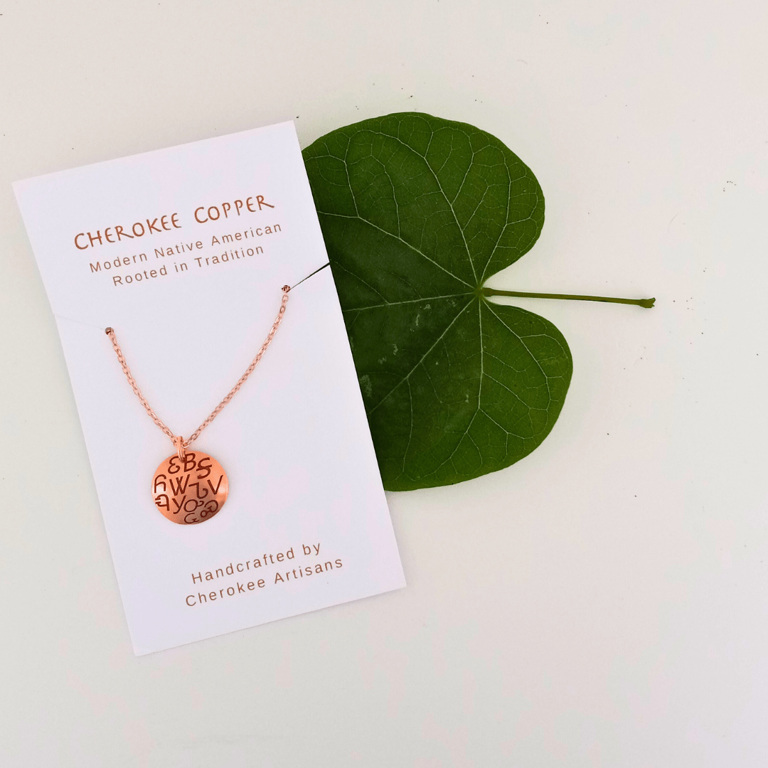Cherokee Syllabary Round Necklace - Unique Native Jewelry