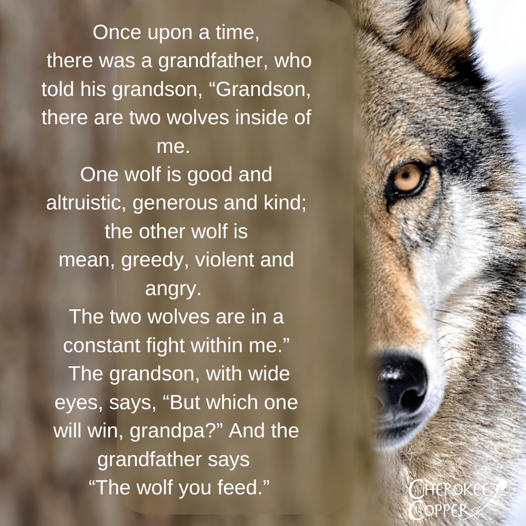 Wolf You Feed Cuff in Copper With Cherokee Syllabary Native American ...