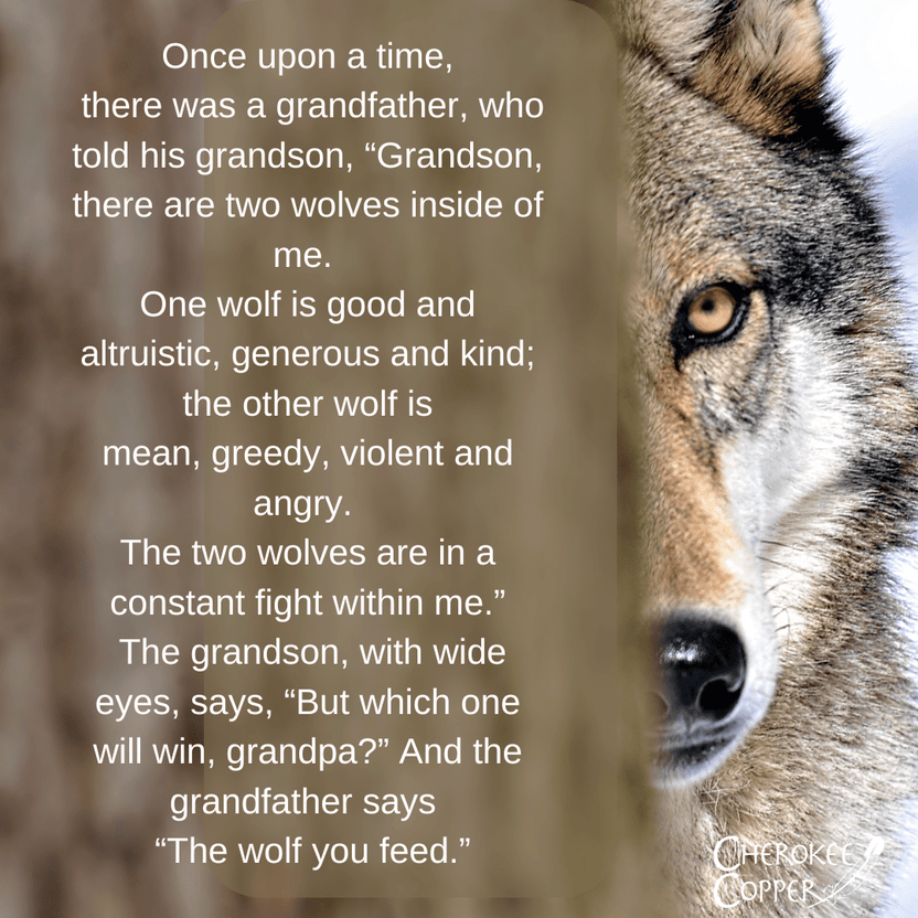 Wolf You Feed Cuff in Copper With Cherokee Syllabary Native American ...